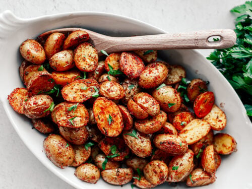 Crispy Oven Roasted Mini Potatoes - Killing Thyme