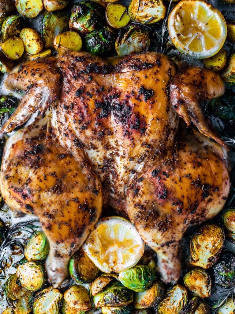 Lemon Herb Spatchcock Chicken - Killing Thyme