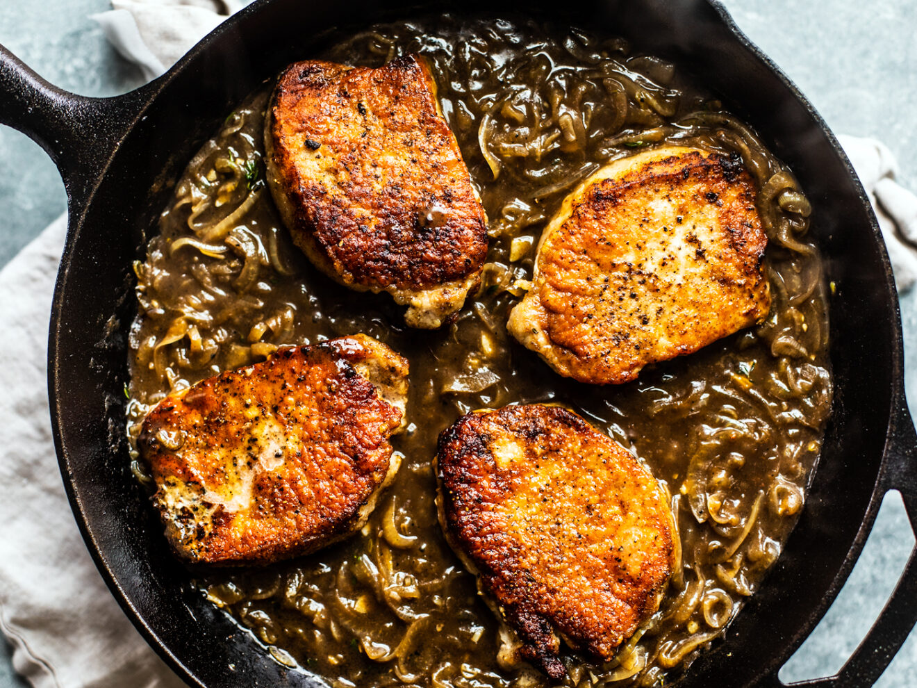 French Onion Pork Chops - Killing Thyme