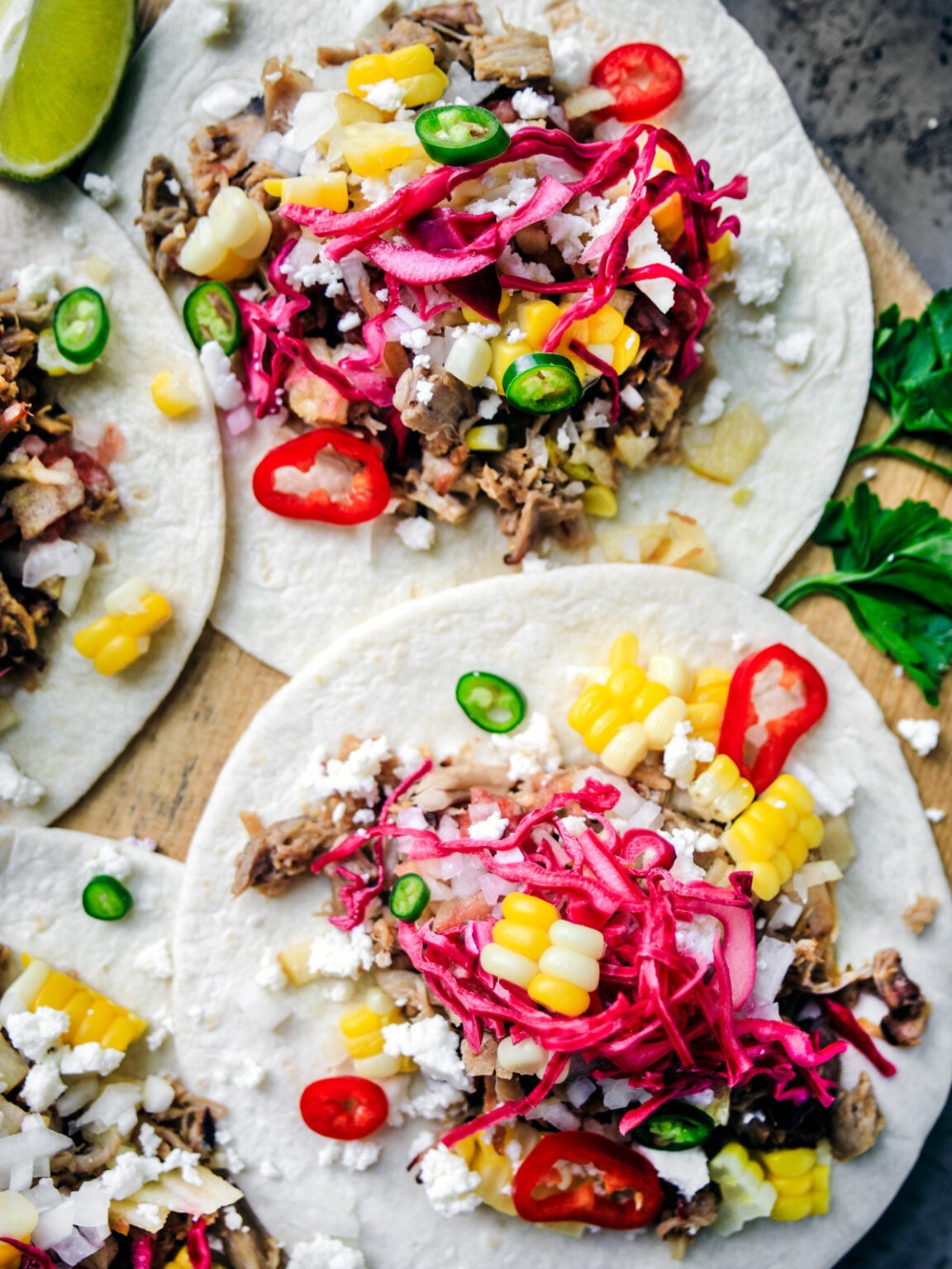 Leftover Pulled Pork Tacos - Killing Thyme