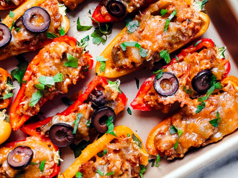 Healthy Taco Stuffed Mini Peppers - Killing Thyme