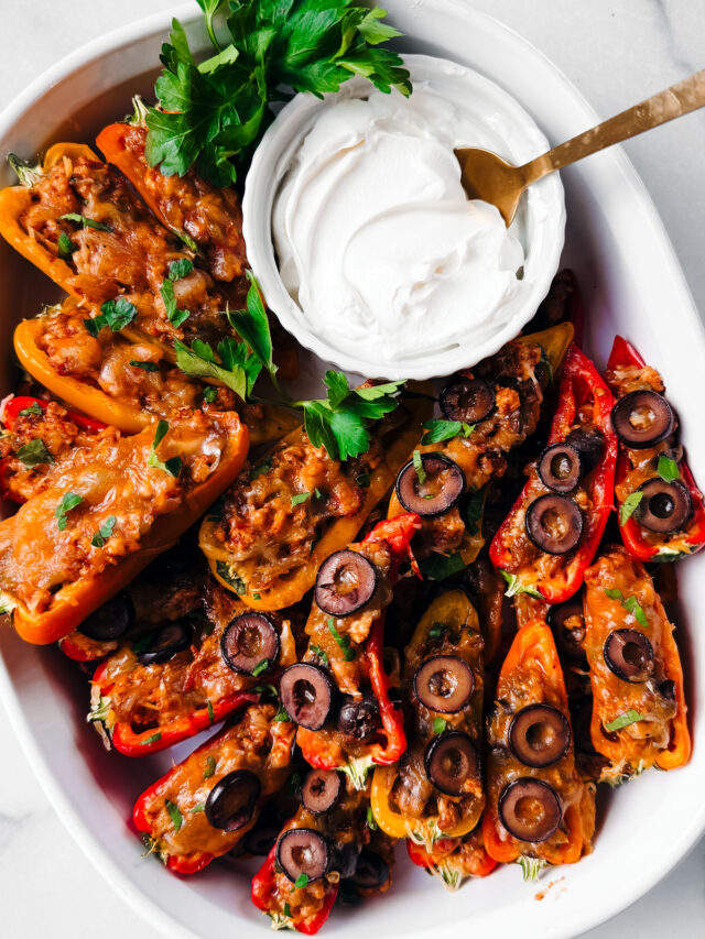 Healthy Taco Stuffed Mini Peppers - Killing Thyme