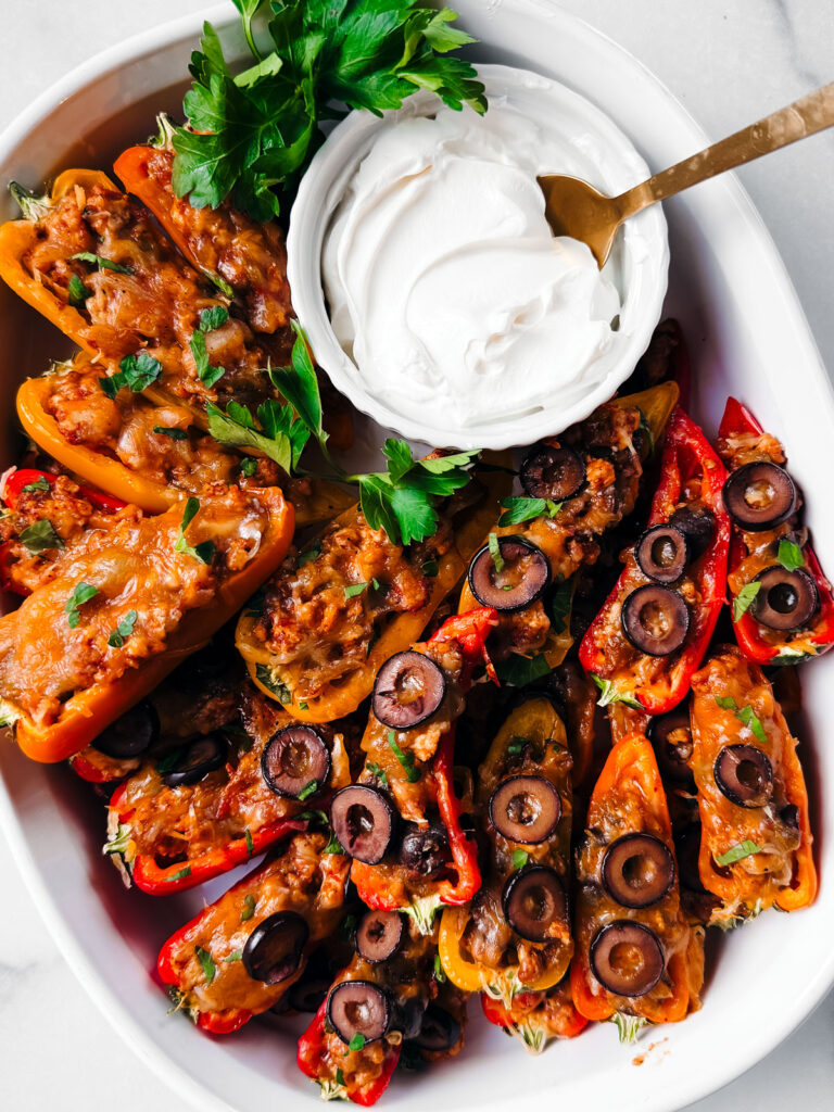 Healthy Taco Stuffed Mini Peppers - Killing Thyme