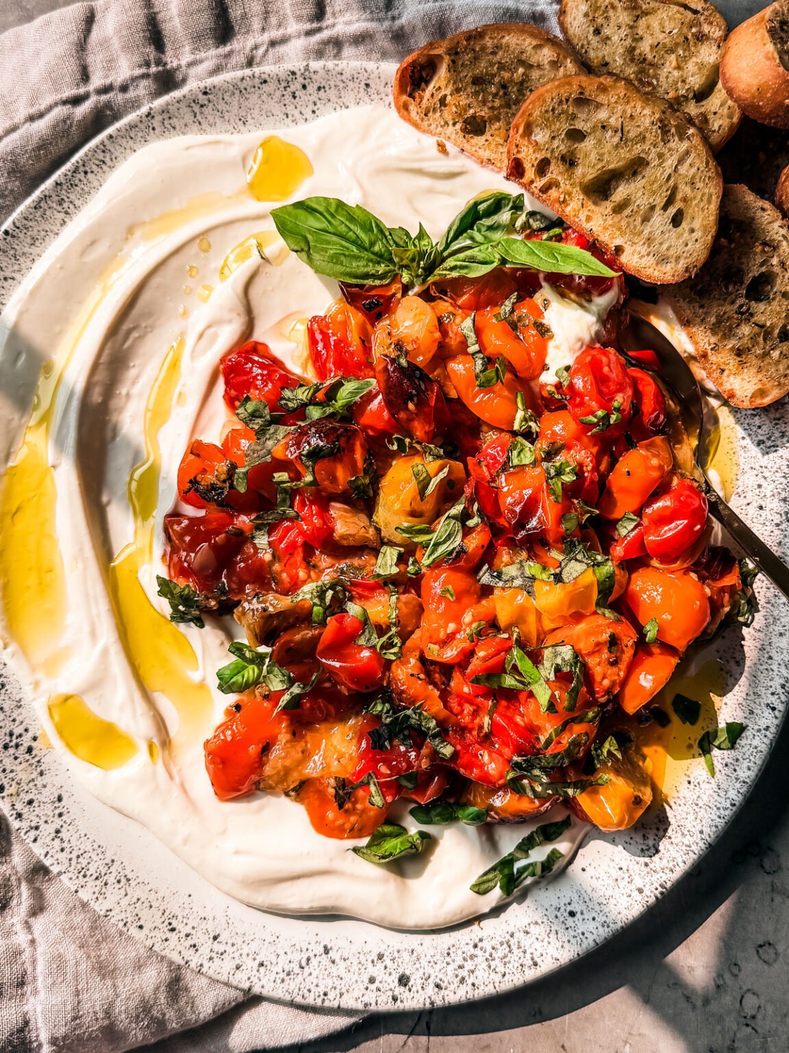 Whipped Ricotta With Garlic-Roasted Cherry Tomatoes - Killing Thyme