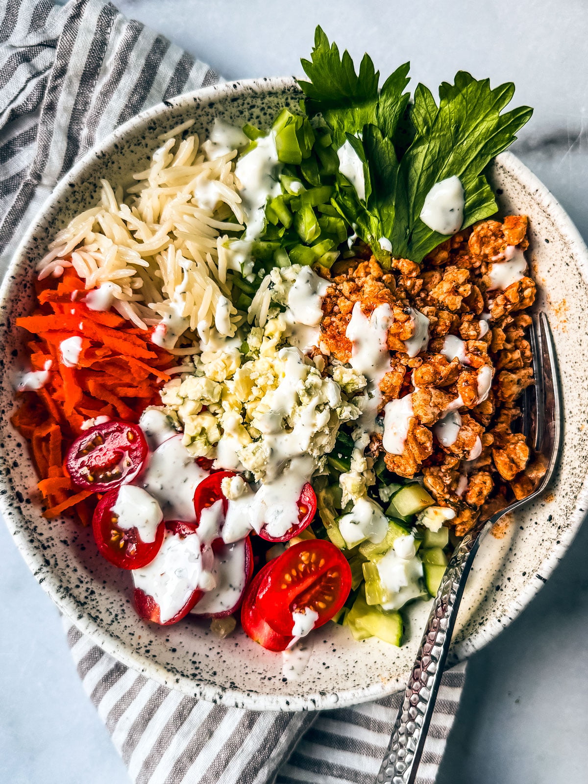 Healthy Buffalo Chicken Bowls - Killing Thyme